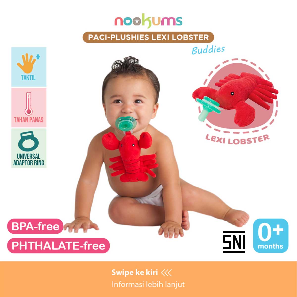 Jual Nookums Paci-Plushies Lexi Lobster Buddies - NOO001010 - Empeng ...