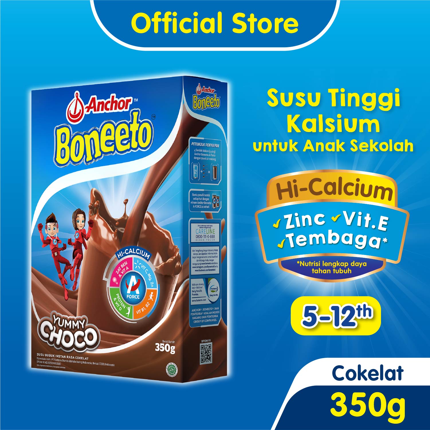 Jual Anchor Boneeto Yummy Choco 350gr- Susu Bubuk Pertumbuhan Anak ...