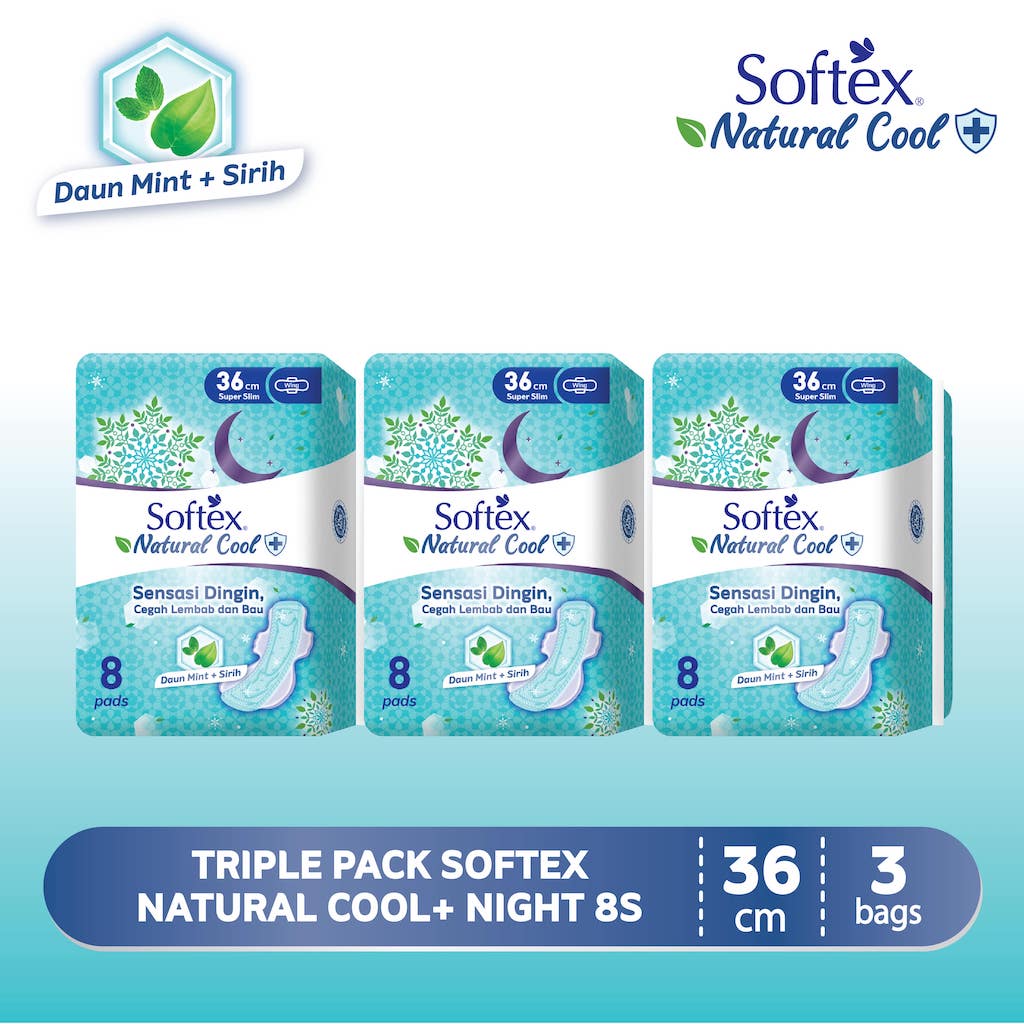 Jual Softex Natural Cool+ Super Slim 36cm 8s Triple Pack - Perawatan ...