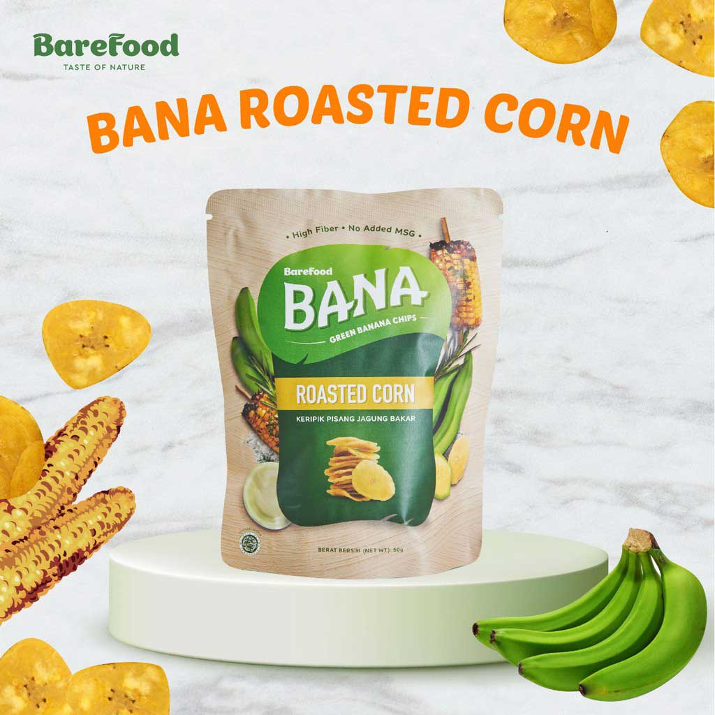 Jual BANA Healthy Banana Chips ROASTED CORN 50g - Cemilan Bayi Termurah ...