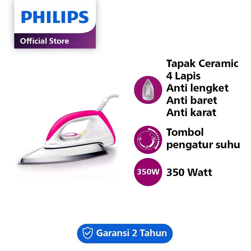 Jual Philips Classic Dry Iron Pink - HD1173/40 - Kebutuhan Ibu Termurah ...