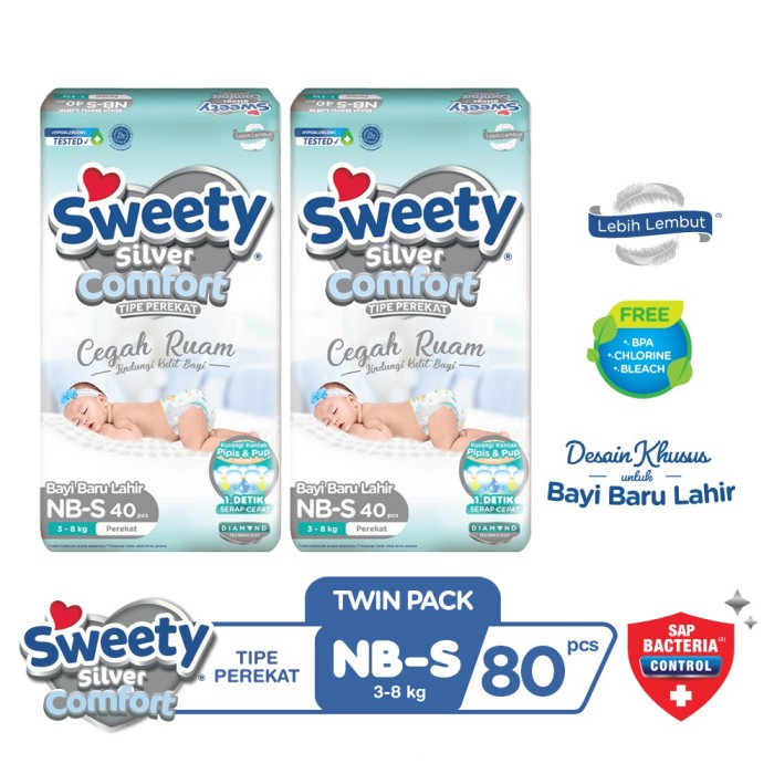 Jual Sweety Silver Comfort NB S 40s TWINPACK - Popok, Krim & Tisu Bayi ...
