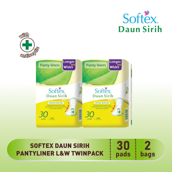 Jual Pantyliner Softex Daun Sirih + Vitamin E Longer & Wider 30s x 2 ...