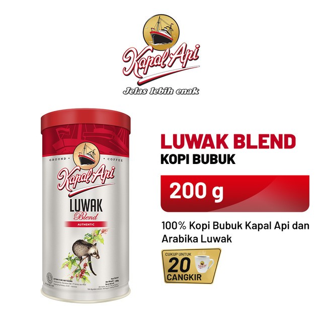 Jual KAPAL API Luwak Blend - Bubuk Kopi 200 gr - Bahan Makanan Termurah ...