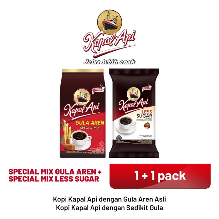 Jual KAPAL API Special Mix 1 Pack Gula Aren + 1 Pack Less Sugar - Bahan ...