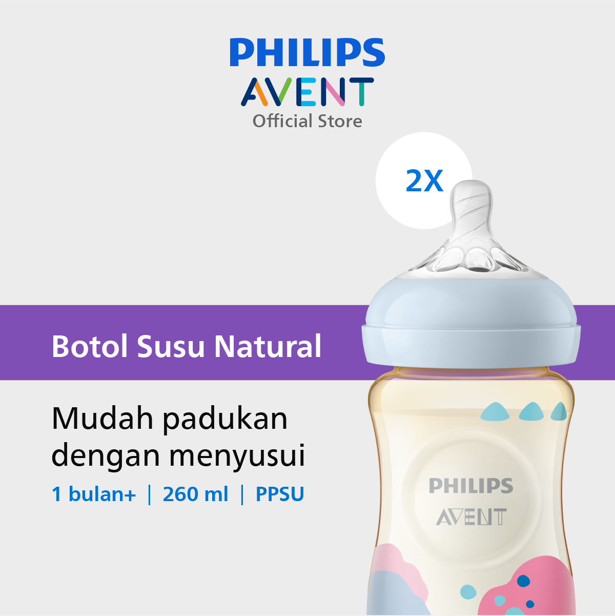 Jual Philips Avent Natural PPSU Twin Bottle 1M+ 260ml SCF582/20 Botol ...