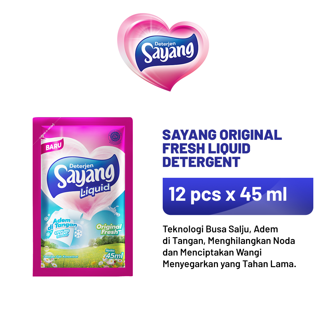 Jual Sayang Original Fresh Liquid Detergent 45 ml x 12 Sachet ...