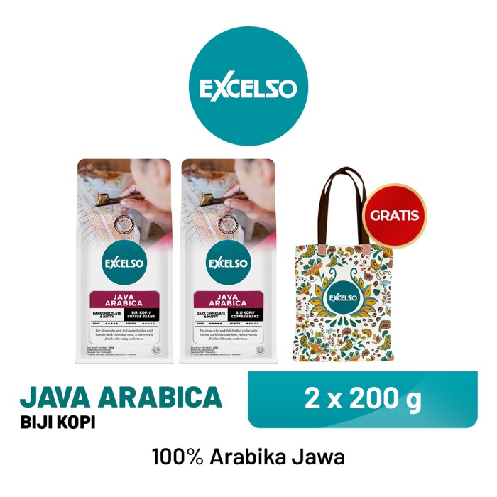 Jual Buy 2 Excelso Java Arabica Biji 200 gr Get 1 Free Totebag Excelso ...