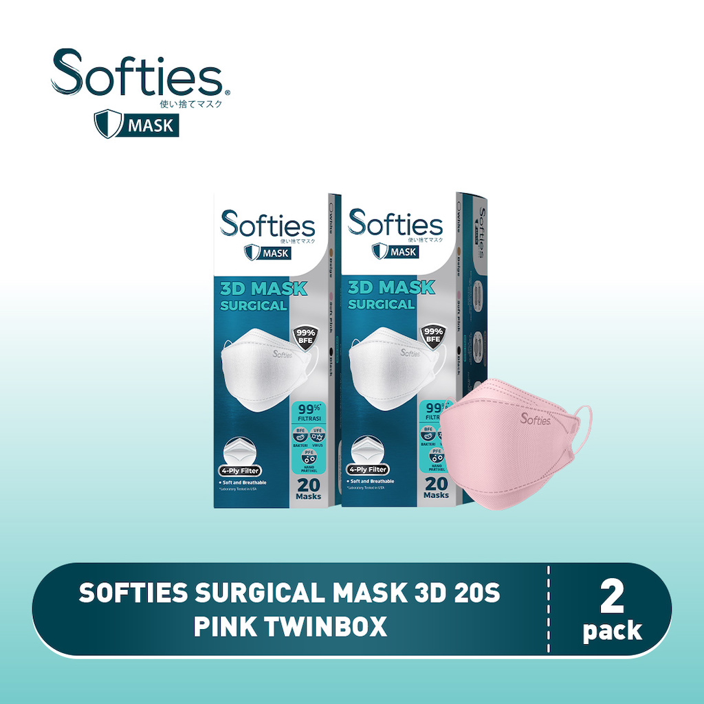 Jual Softies Surgical Mask 3D 20s - Pink Twinbox - Peralatan Kesehatan ...