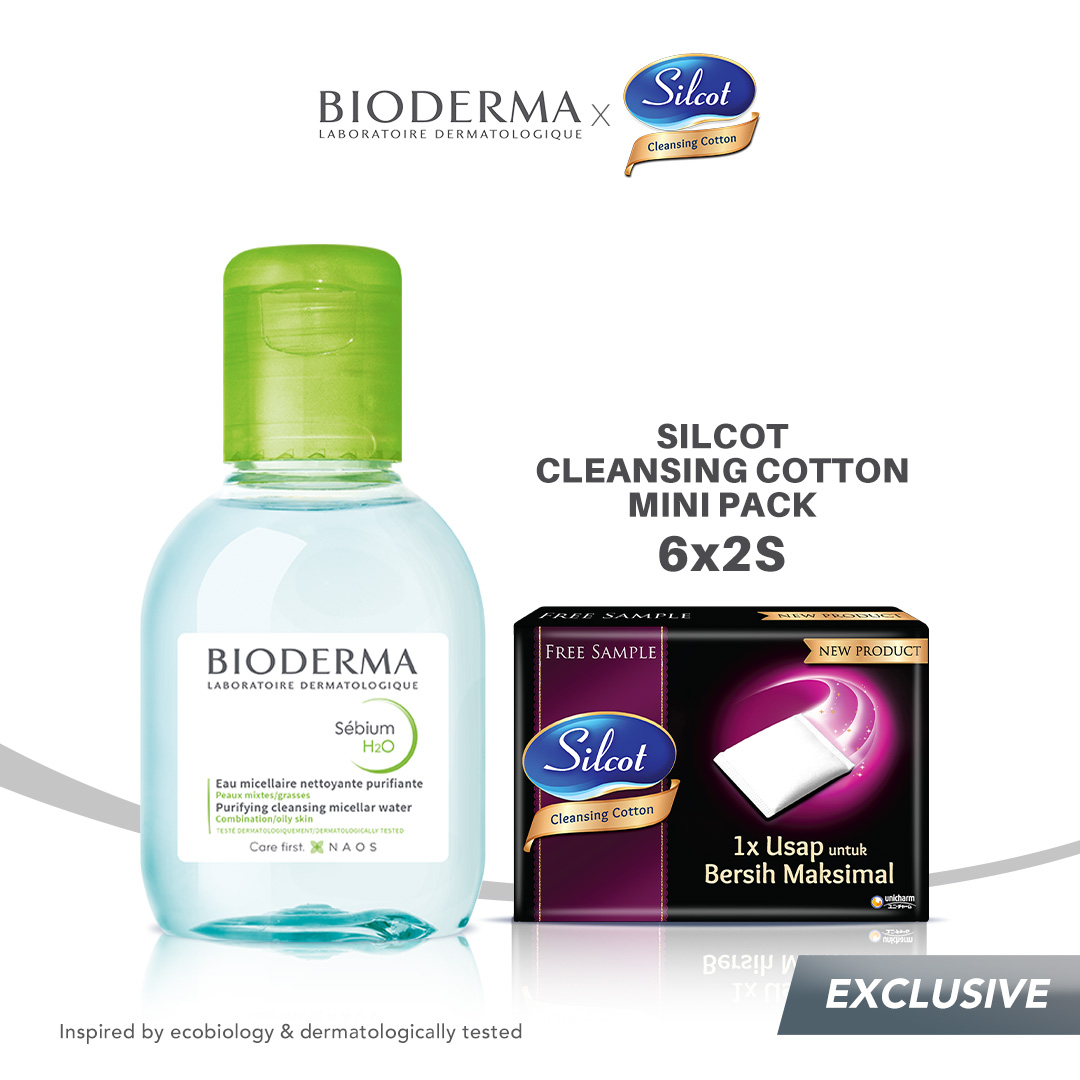 Jual Bioderma x Silcot - Sebium H2O 100 ml Free Silcot Cleansing Cotton ...