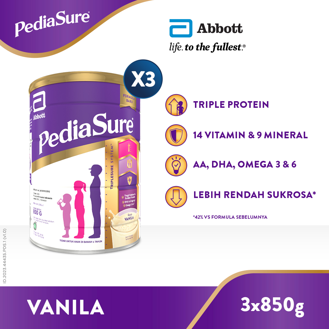 Jual PediaSure Vanila 850 g (1-10th) - Nutrisi Pertumbuhan - 3 pcs - Susu Termurah, Harga Promo