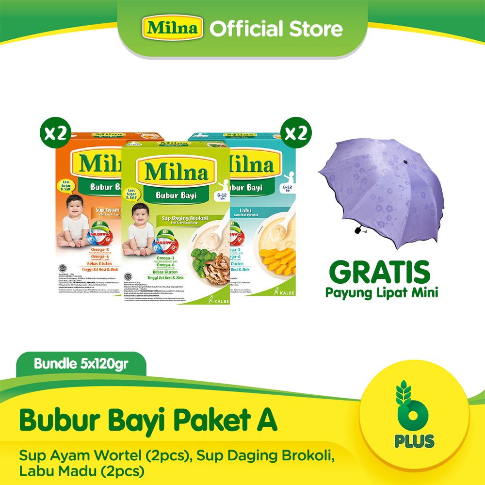 Jual Bundle 5 Pack Bubur Regular 6+ Paket A Free Payung Mini - Makan ...