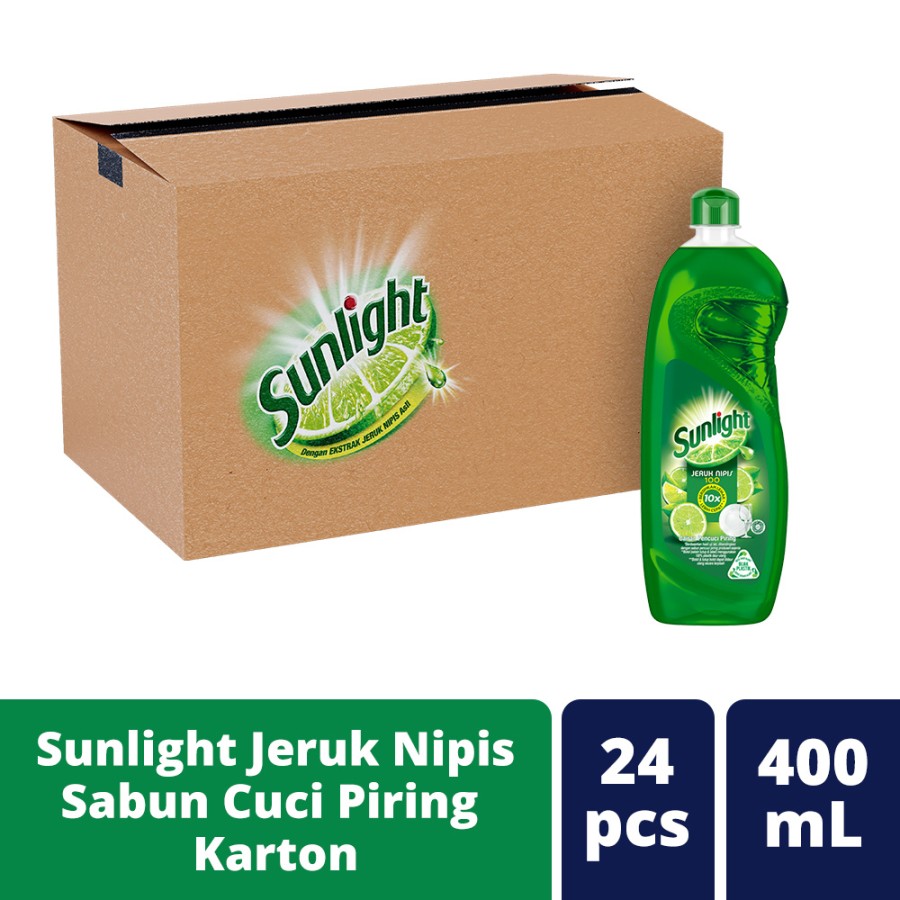 Jual Sunlight Sabun Cuci Piring Jeruk Nipis Botol 400Ml - 1 Karton ...